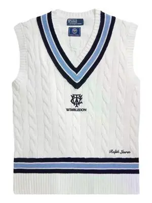 Polo Ralph Lauren Wimbledon Cable-knit Sweater Vest - White