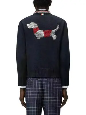 Thom Browne Hector Intarsia-knit Donegal Cardigan - Blue