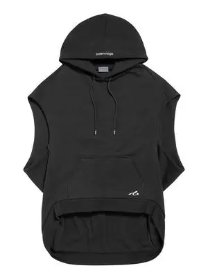 Balenciaga Sleeveless Cotton Hoodie - Black