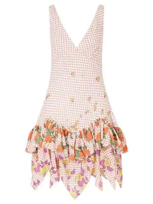 DONDE ESTEBAN Pajaritos Y Rosas Ruffled Mini Dress - Multi