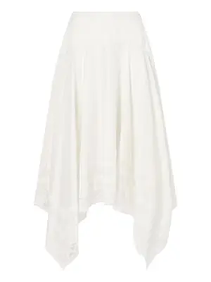 Staud STAUD "Ainsley" Lace-Trimmed Cotton-Voile Maxi Skirt Neutrals