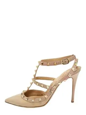 Valentino Garavani Rockstud Embellished Patent Leather Pumps - Neutrals