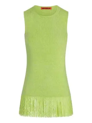 SIMONMILLER Lisel Sleeveless Top With Fringe Trim - Green