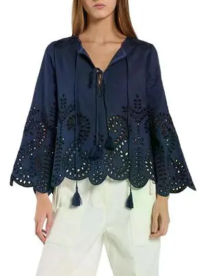 CHRISTY LYNN Kora Broderie-anglaise Blouse - Blue