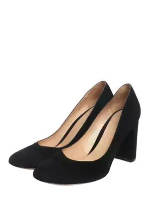 GIANVITO ROSSI Gianvito Rossi Black Suede Round Toe Block Heel Pumps