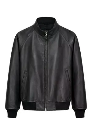 HERILL Lamb Leather High-neck Jacket - Black