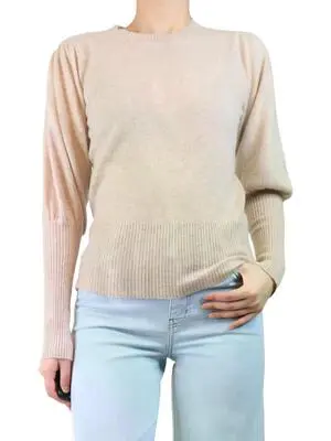 MADELEINE THOMPSON Ribbed Puff Sleeve Sweater - Neutrals