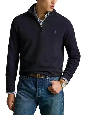 Polo Ralph Lauren Rib-knit Mock Neck Quarter-zip Sweater - Blue