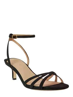 Polo Ralph Lauren Suede Crossover Kitten Heel Sandals - Black