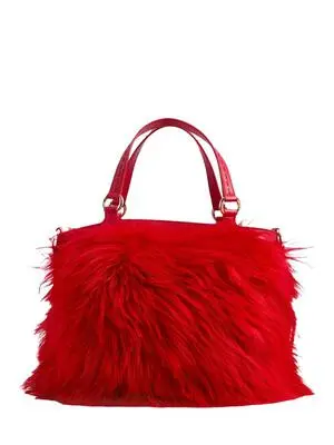 LANCEL Premier Flirt Medium Fur Texture Bucket Bag - Red