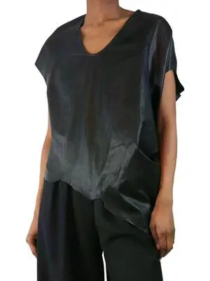 Helmut Lang Asymmetric Hem Leather Top - Black