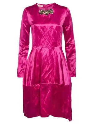 Marni Embellished Satin Mini Dress - Pink