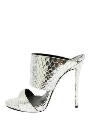 GIUSEPPE ZANOTTI Python-embossed Stiletto Sandals - Silver