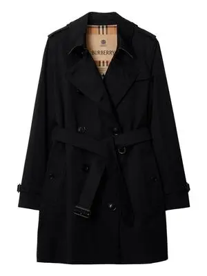 Burberry Gabardine Kensington Heritage Trench Coat - Black