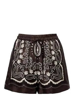 NILI LOTAN Nili Lotan Frances Printed Silk Twill Shorts