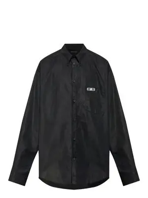 Balenciaga Logo-embroidered Button-down Shirt - Black