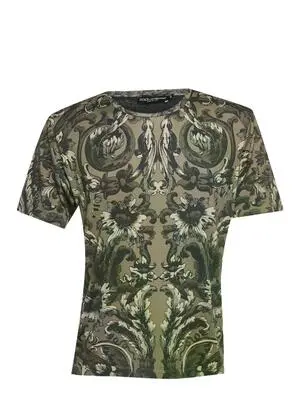 Dolce & Gabbana Baroque-print Crew-neck T-shirt - Neutrals