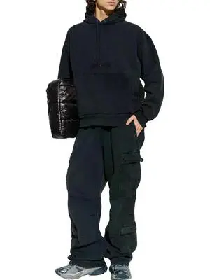 Balenciaga Logo-embroidered Hoodie - Black