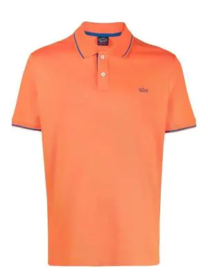 Paul & Shark Tipped Cotton Polo Shirt Orange
