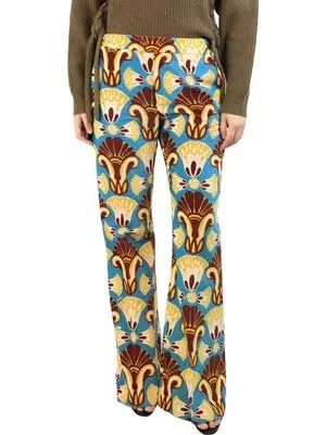 La DoubleJ La DoubleJ Saturday Night Printed Velvet Trousers Blue