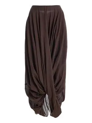 TOTEME Toteme Cocoon Ruffled Jersey Midi Skirt Brown