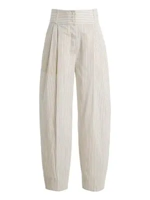 TOTEME High-rise Barrel Leg Striped Trousers - Stripe