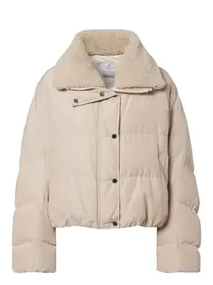 Brunello Cucinelli Shearling-trimmed Cotton-blend Down Jacket - Beige