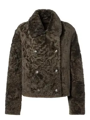 Brunello Cucinelli Cropped Double-breasted Shearling Jacket - Green