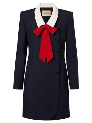 Valentino Garavani Crepe Couture Tie-neck Mini Dress - Blue