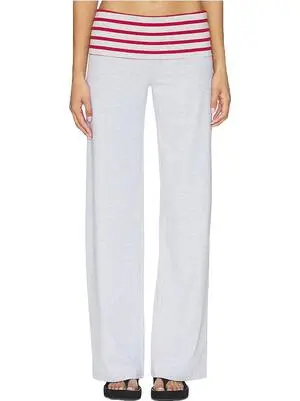 Lioness Jetset Wide Leg Trousers With Striped Waistband - Red