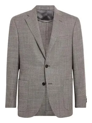 Corneliani Virgin Wool-silk Herringbone Blazer - Grey