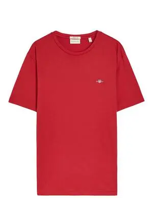 Gant Logo-embroidered Cotton T-shirt - Red