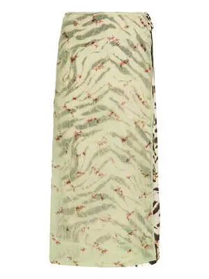 GANNI Zebra-print Layered Maxi Wrap Skirt - Multicoloured