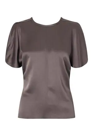 Victoria Beckham Bela Draped Satin Blouse - Gray