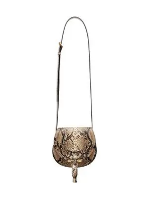 Chloé Marcie Mini Snake-effect Leather Crossbody Bag - Beige