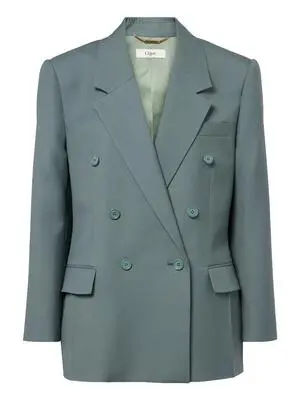 Chloé Double-breasted Wool Blazer - Green