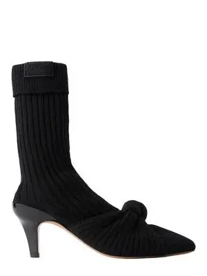 Chloé Knotted Knit Boots - Black