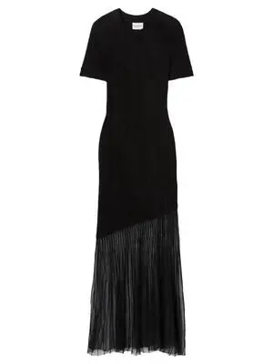 Claudie Pierlot Ribbed Knit Asymmetric Hem Dress - Black