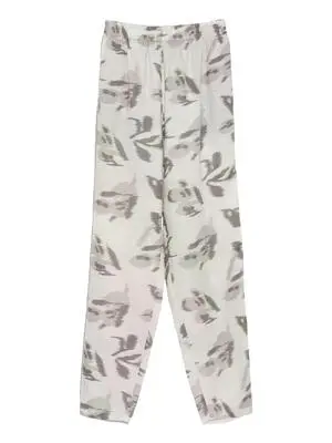 Emporio Armani Abstract Print Linen Trousers - Grey