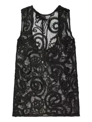 GANNI Embroidered Net Dress - Black