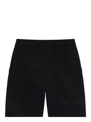 GIVENCHY Givenchy Black Herringbone Pattern Logo-Embroidered Shorts