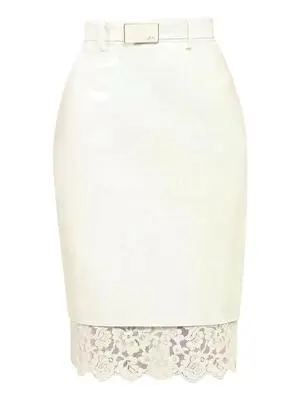 ROWEN ROSE Rowen Rose Lace Trimmed Vinyl Skirt Neutrals