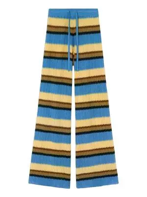 Guest In Residence Striped Ribbed-knit Palazzo Pants - Blue