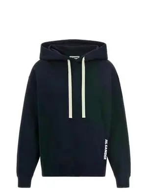 JIL SANDER Logo Print Dropped-shoulder Hoodie - Blue