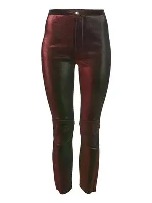 AREA Burgundy Lurex Knitted Straight-leg Trousers - Red