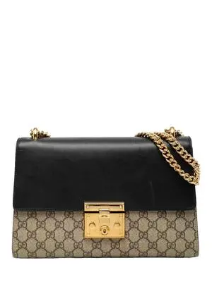 Gucci Gg Supreme Padlock Shoulder Bag - Neutrals