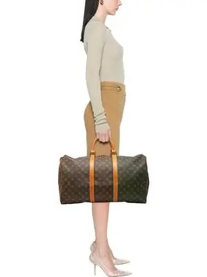 LOUIS VUITTON Louis Vuitton Monogram Keepall 50 Travel Bag Brown