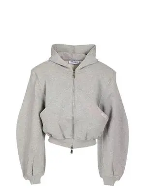 Attico Logo-embroidered Zip-up Hoodie - Grey