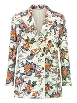 IBRIGU Floral Print Double-breasted Blazer - Neutrals
