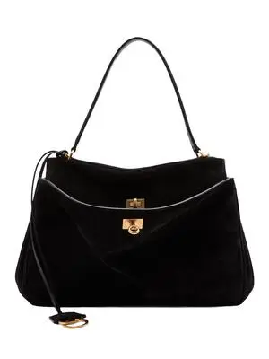 Balenciaga Rodeo Medium Suede Top Handle Bag - Black